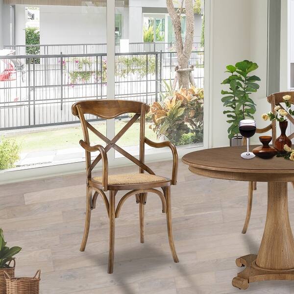 Winston Country Style Cross Back Walnut Dining Arm Chair - Bed Bath ...