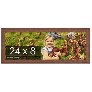 24x8 Frame Brown Barnwood Picture Frame with UV Acrylic Glass, Foam ...