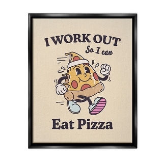 Stupell Work Out To Eat Pizza Framed Floater Canvas Wall Art Design By ...