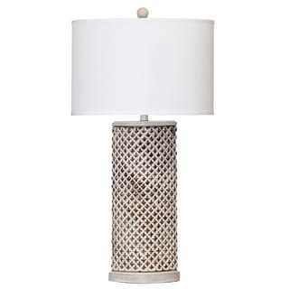 StyleCraft Ceramic Table Lamp - Beige Opal Ceramic - White Shade - Bed ...