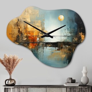 Designart - Teal Orange Bold Energy I - Dams Large Wall Clock in ...