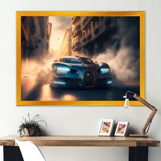 Designart "Futuristic Black Bugatti Sports Car Racing III" Cars Race ...