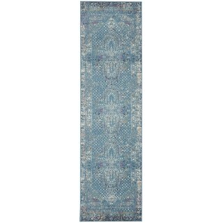 2' x 8' Blue Distressed Medallion Runner Rug - 3'6" - Bed Bath & Beyond ...