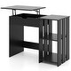 Black Wooden Computer Desk with Hidden Compartment and Open Storage ...