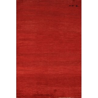Gabbeh Modern Rug Handmade Oriental Red Wool Carpet - 3'6" x 5'10 ...
