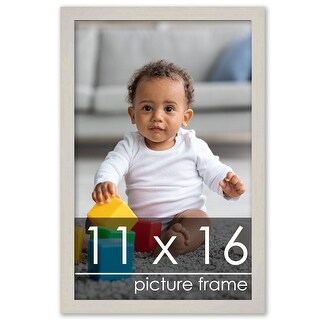 11x16 Traditional White Washed Complete Wood Picture Frame with UV ...
