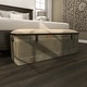 Gray Metal Galvanized Storage Bench with Cream Upholstered Burlap Top ...
