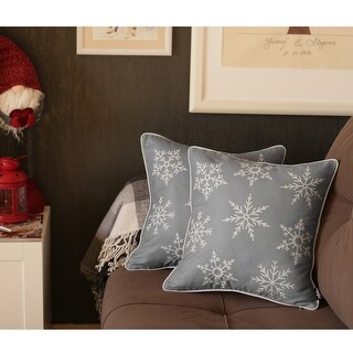 Set of Two Silver Gray 18" Snowflakes Throw Pillow Covers - Bed Bath ...