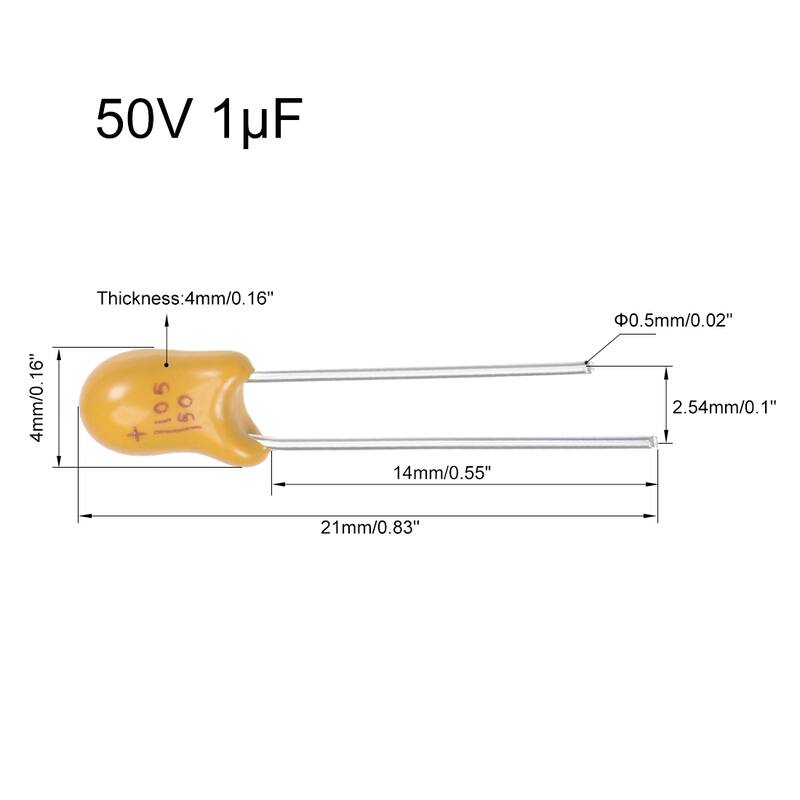 1uF Tantalum Capacitor, 50V 2 Pin Radial Dipped Tantalum Bead ...