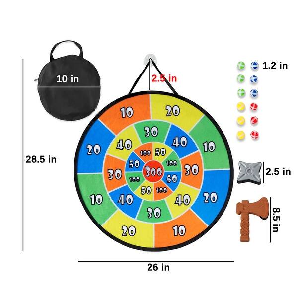 Large Double-Sided Dart Board, Sticky Ball Axe Star Throwing Game - Bed ...