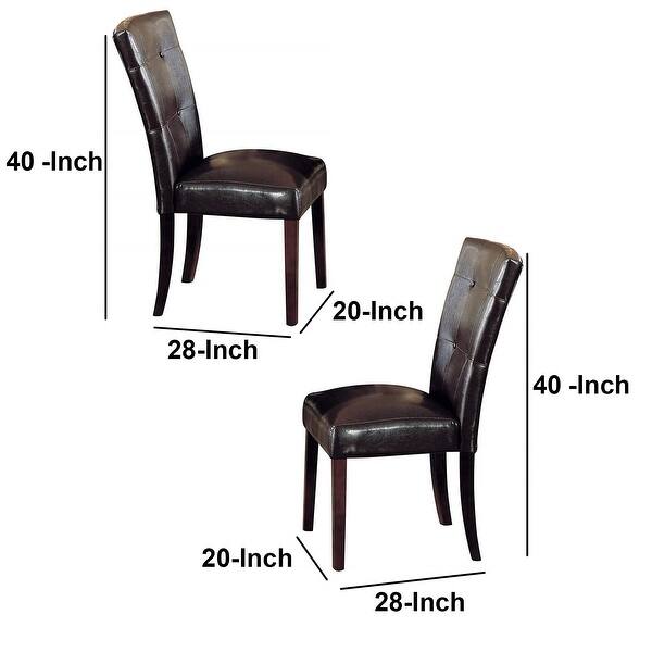 Button Tufted Polyurethane Upholstered Wooden Side Chair Set Of Two