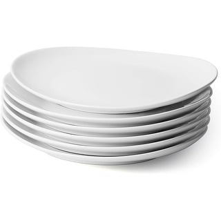 White Dinner Plates Set of 6,11 Inch Porcelain Square Plates - Bed Bath ...