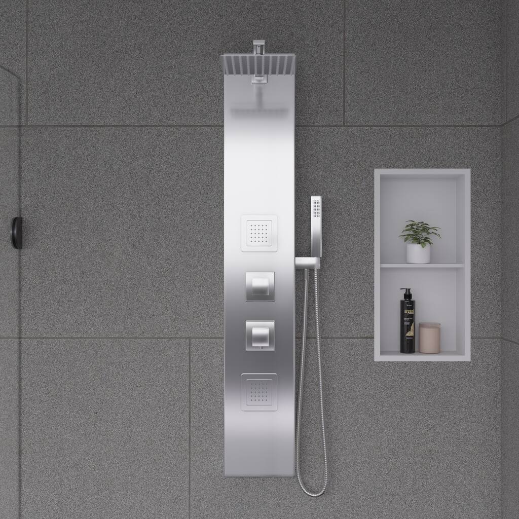 White Aluminum Shower Panel with 2 Body Sprays and Rain Shower Head ...