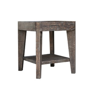Noa 24 Inch Side End Table, Solid Pine Wood, Open Shelf, Distressed ...