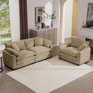 Modern Two-Piece Living Room Sofa Set with Single Sofa & 2-Seater ...