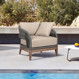 Orbit Outdoor Patio Chair in Weathered Eucalyptus Wood with Gray Rope ...