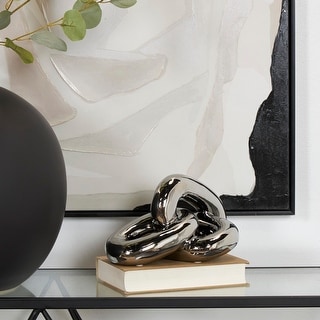 Silver Ceramic 3 Link Chain Decorative Sculpture - Bed Bath & Beyond ...