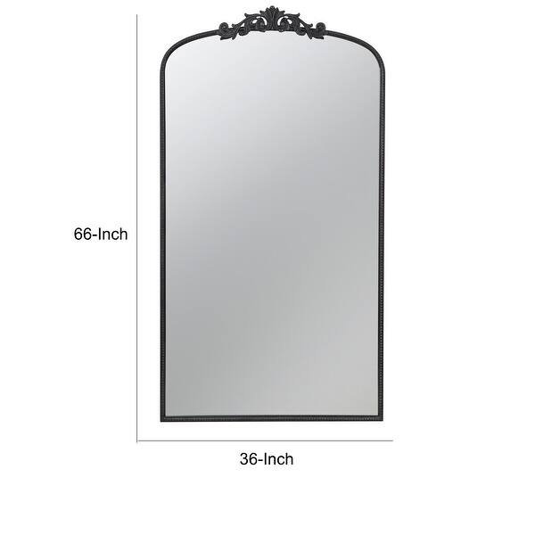 Kea 66 Inch Wall Mirror, Black Curved Metal Frame, Ornate Baroque ...