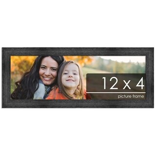12x4 Distressed/Aged Black Wood Picture Frame - UV Acrylic, Foam Board ...