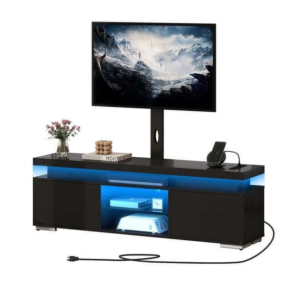 Moasis LED TV Stand with Adjustable Mount Height Adjustable ...