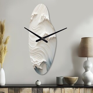 White And Blue Wave Papercut Style I - Coastal Waves Large Wall Clock ...