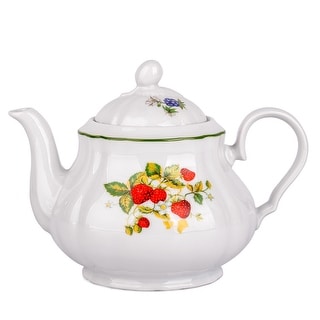 Very Berry White Porcelain Tea Pot - 40.58 fl oz - Bed Bath & Beyond ...
