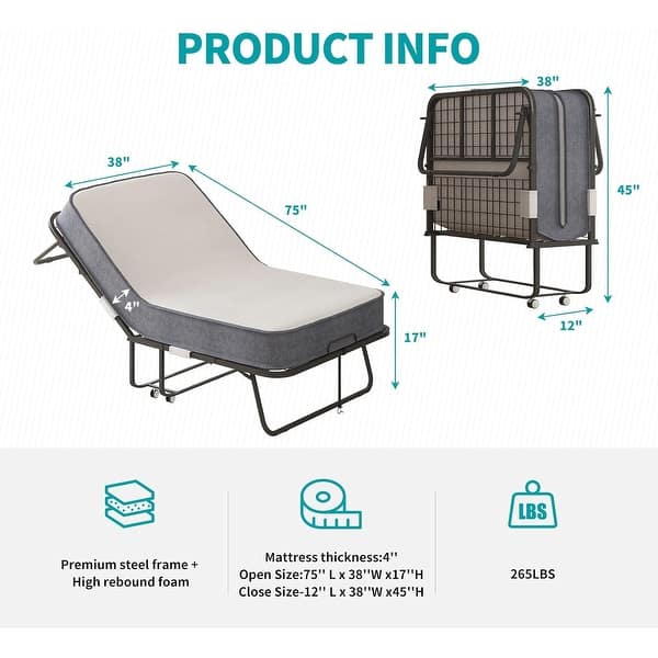 Mixoy Space Saving Foldable Bed with Mattress,Portable Bed with ...