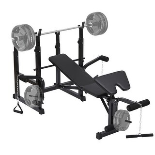 Adjustable Weight Bench, Olympic Weight Bench with Squat Rack for Home ...