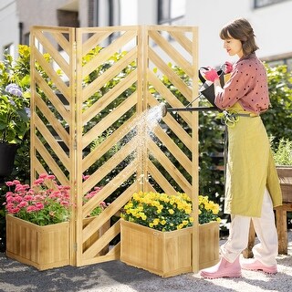 Outsunny Decorative Outdoor Privacy Screen, Freestanding Divider ...