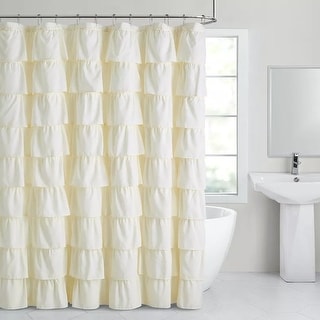 Ombre Ruffled Fabric Shower Curtains 72x72" Beige - Bed Bath & Beyond ...