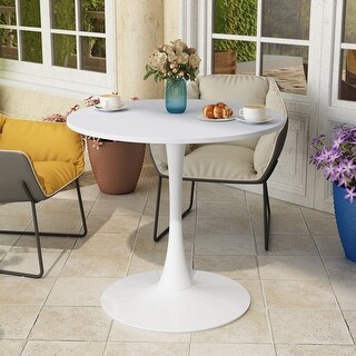 32"Modern Round Dining Table with Round MDF Table Top,Metal Base Dining ...
