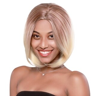 Natural Mix Colors Gold Gradient Short Curly Hair Synthetic Wig Women ...