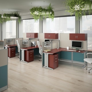 Office in an Hour 3 Person L Cubicle Desks by Bush Business Furniture ...