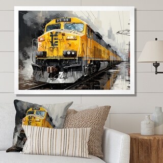 Designart "Yellow Grey Train Geometric Momentum Yellow II ...