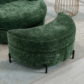 32.7" W Upholstered Half Crescent Moon Storage Ottoman - Bed Bath ...