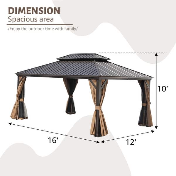 Outdoor Hardtop Gazebos Double Galvanized Steel Roof & Aluminum Frame ...