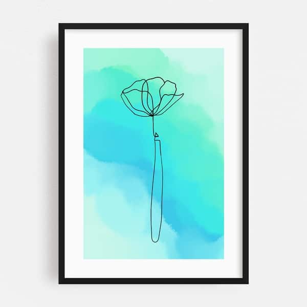 Flower Line Drawing Blue Line Drawings Minimal Art Print/Poster - Bed ...