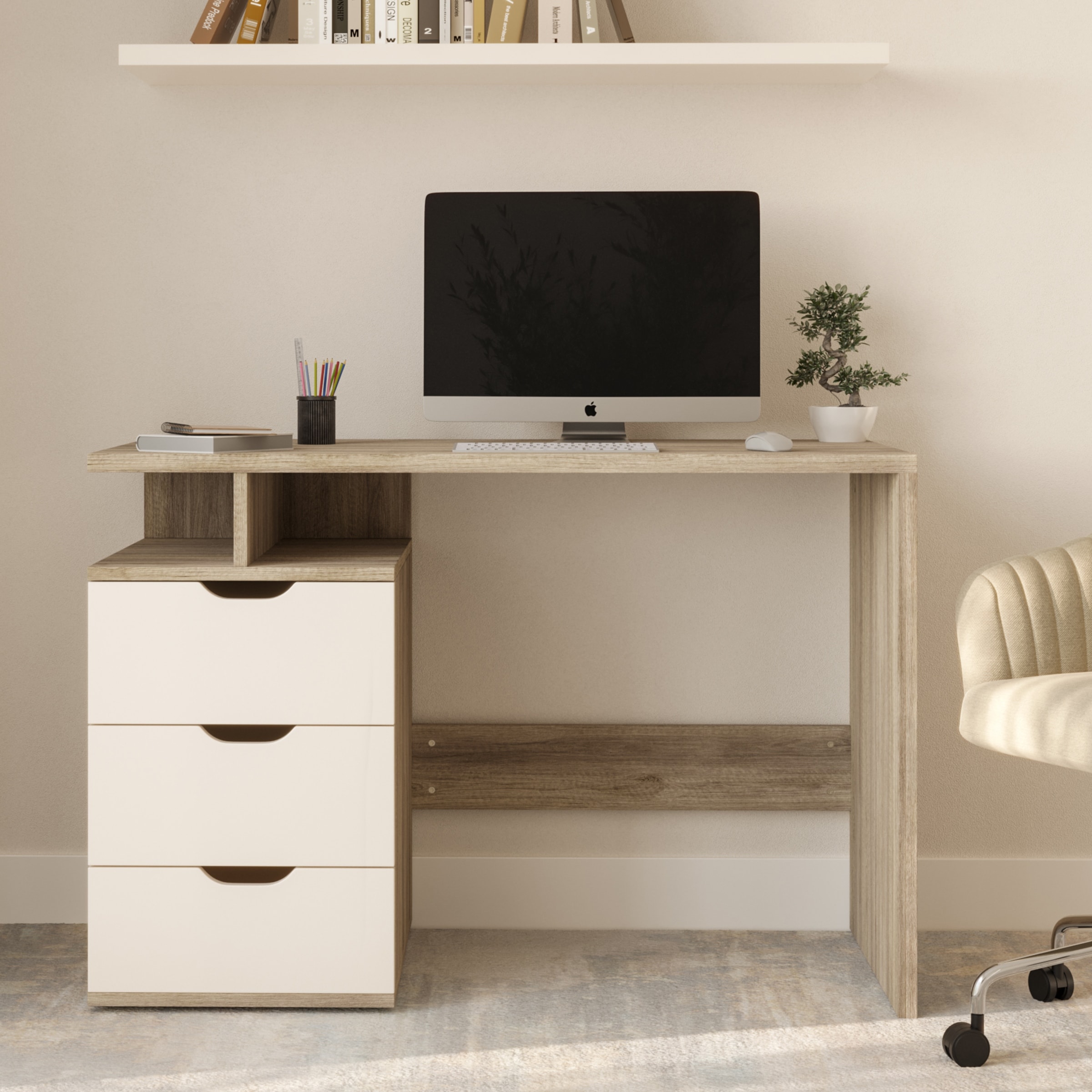 Lavish Home Computer Desk with 3 Drawers White Bed Bath Beyond 36681561