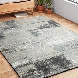 Alexander Home Glacier Cliff Abstract Modern & Contemporary Rug - Bed ...