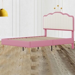 Stylish Upholstered Princess Platform Bed with Crown Headboard, LED ...