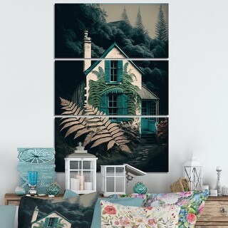Designart "Ferns At The Cottage " Lake House Cottage Canvas Art Print ...