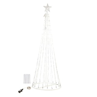 75 in. White Indoor/Outdoor Cone tree with RGB Lights - Bed Bath ...