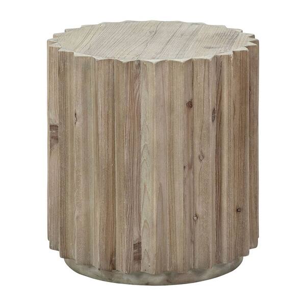 Emerson 33-inch Diameter Round Reclaimed Pine Block End Table with ...