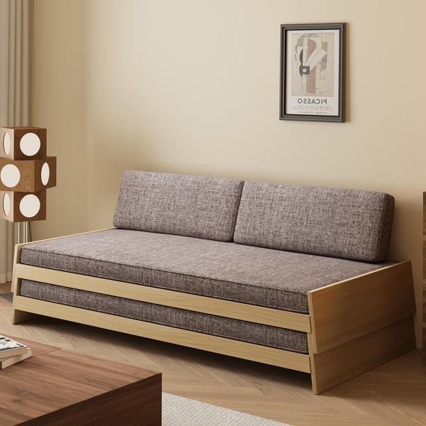 84.25 Multifunctional Stackable Sofa Bed Space Saving Design for Double Use 84.25 Wx37.99 Dx34.83 H Brown