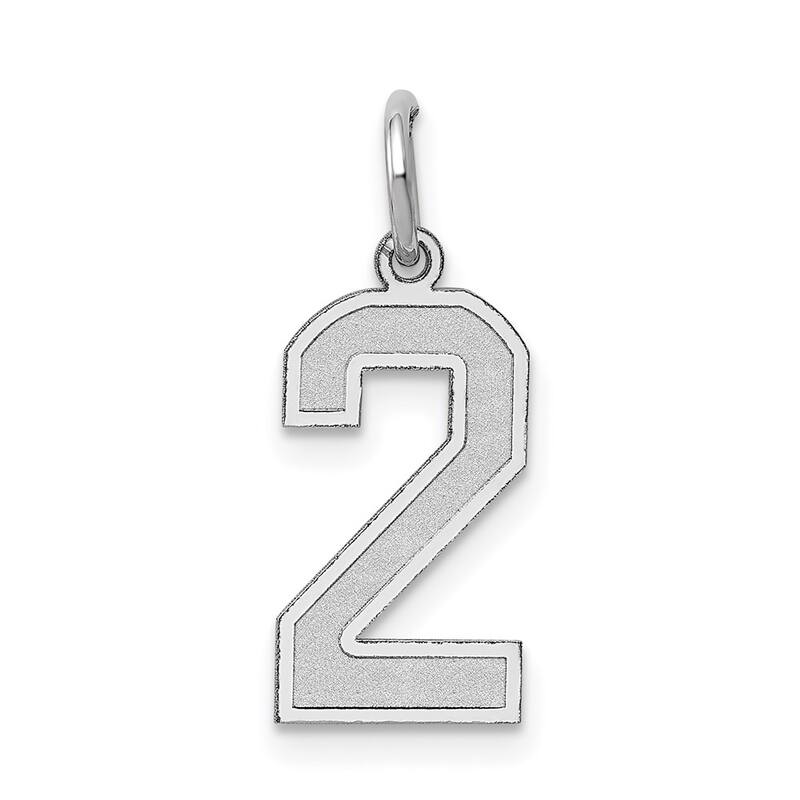 14k White Gold Medium Satin Number 2 Pendant for Necklace - Overstock ...