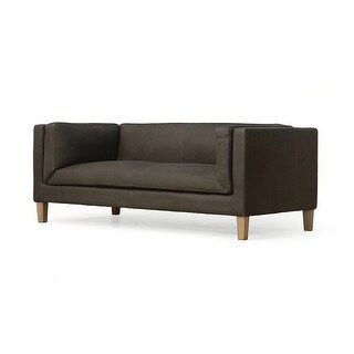 Amhearst Leather Indoor Modern Track Arm Sofa - Graphite - 73" W x 37 ...