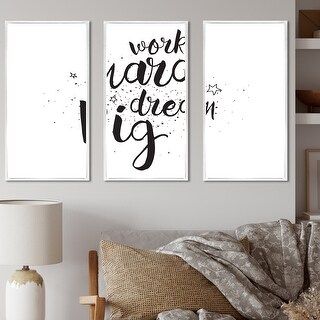 Designart "Work Hard Dream Big" Traditional Framed Canvas Wall Art ...