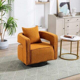 Swivel Accent Open Back Chair, Boucle Padded Seat Leisure Arm Chair ...