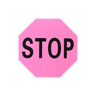 Stop Sign Aluminum,Black Lettering on Pink Background - Black Lettering ...