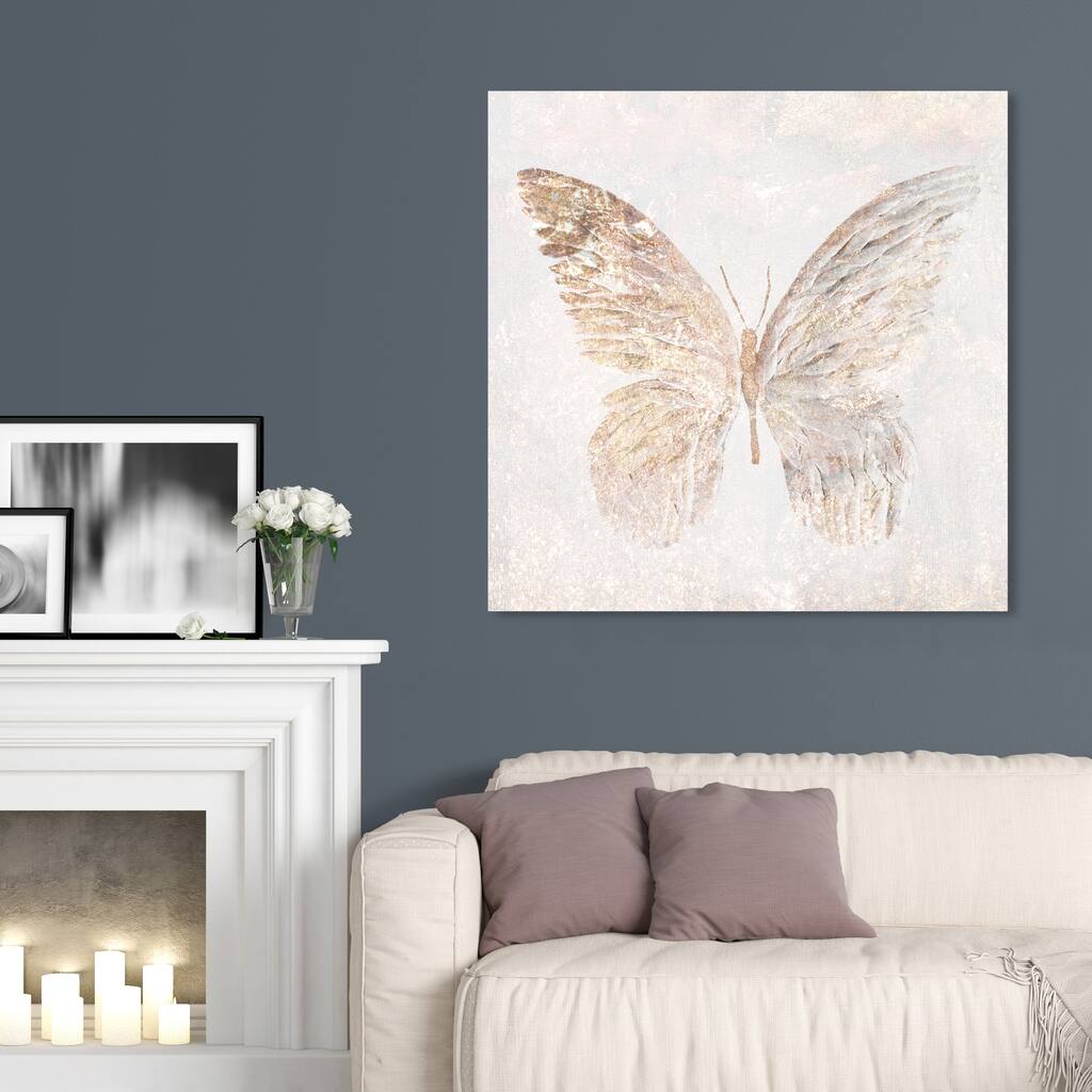 Oliver Gal 'Golden Butterfly Glimmer' Animals Wall Art Canvas Print ...